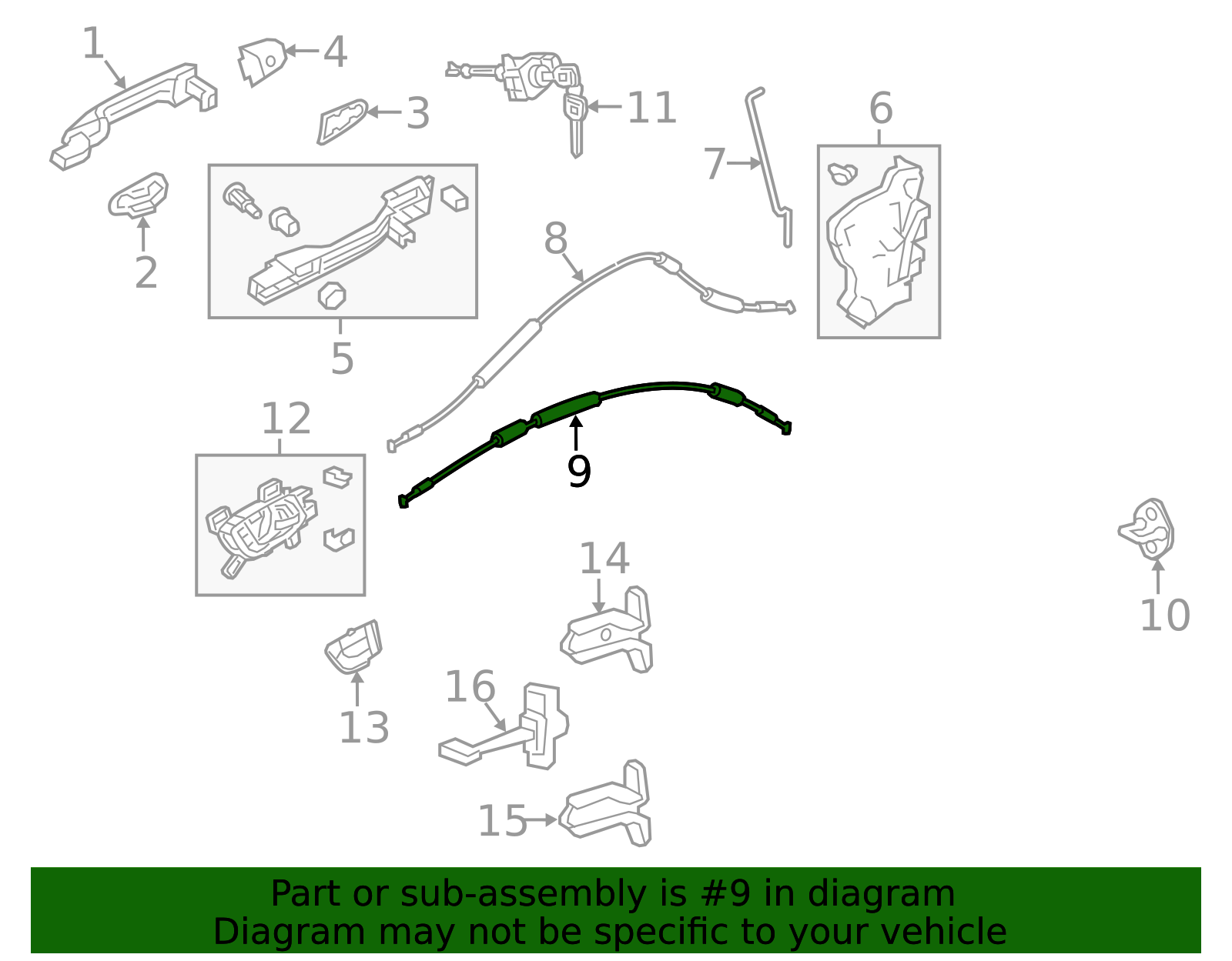 72133-TS8-A01 - 2012-2015 Honda Civic - Cable Front Door Lock | Genuine ...