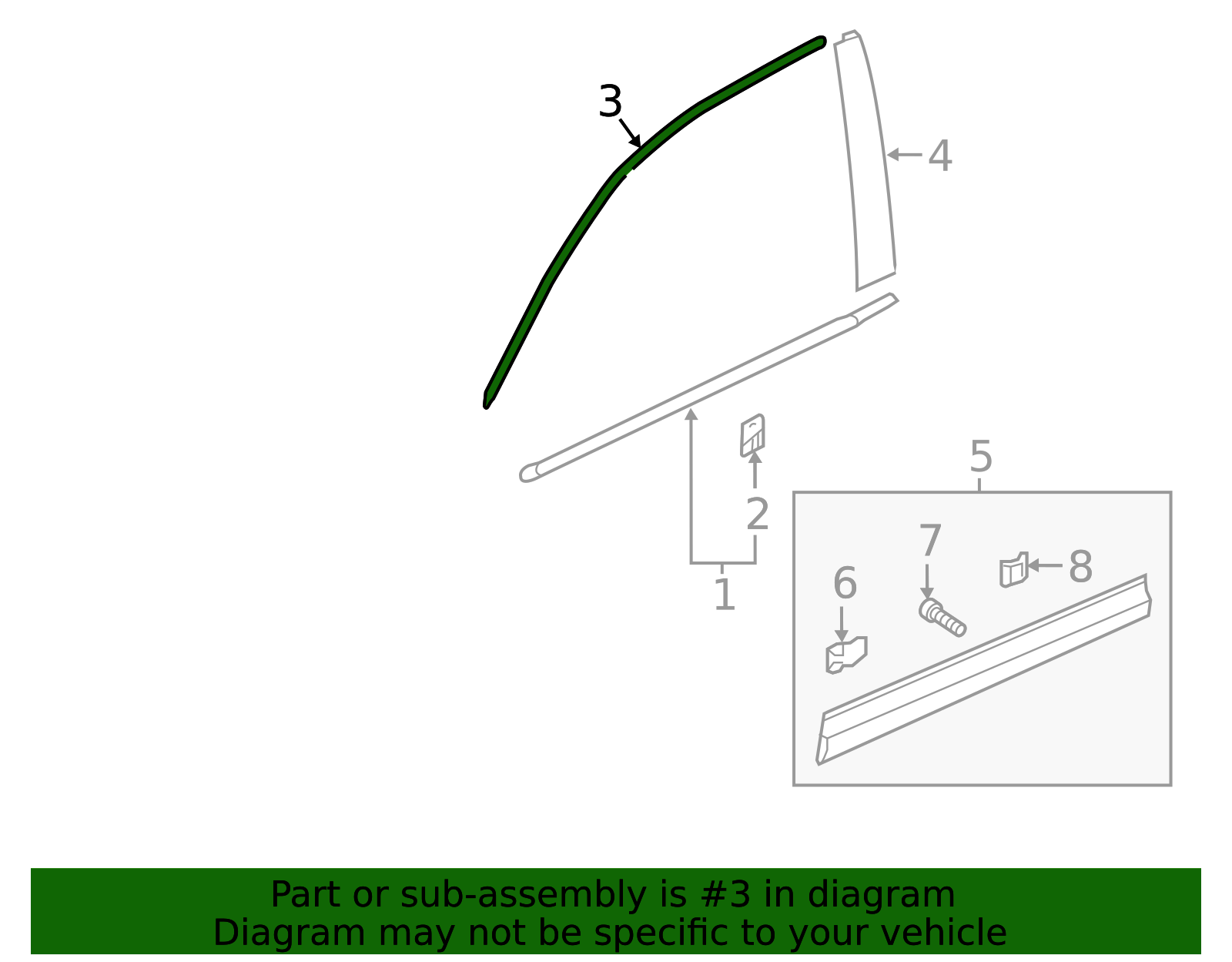 72425-TG7-A01 - 2016-2025 Honda - Molding Assembly R Front Door Sash ...