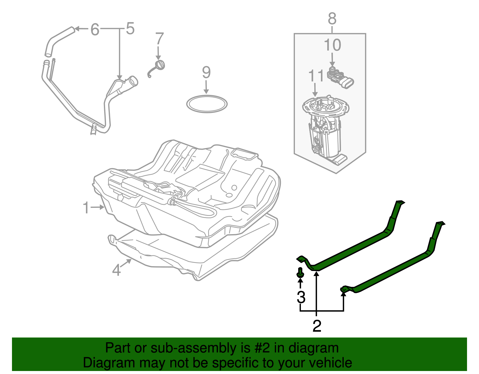 Genuine Fuel Tank Strap for 2003-2011 Saab 9-3 | Part# 32022089 | Over ...