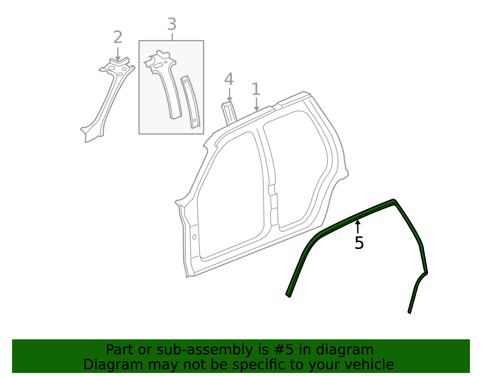 Passenger Side Center Pillar Upper Auxiliary Weatherstrip 20789461 ...