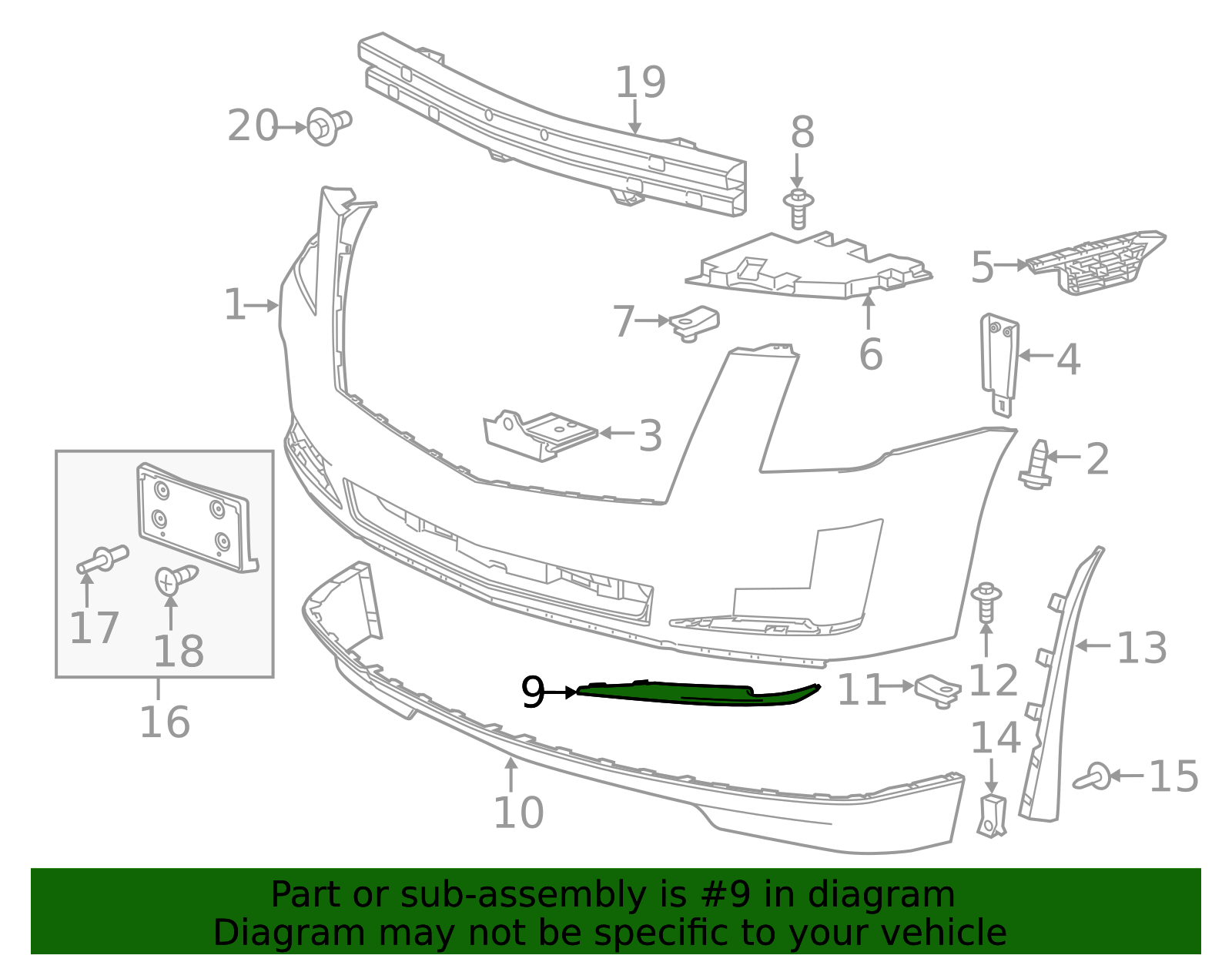 Chrome Front Passenger Side Bumper Fascia Lower Molding 22968429 GM ...
