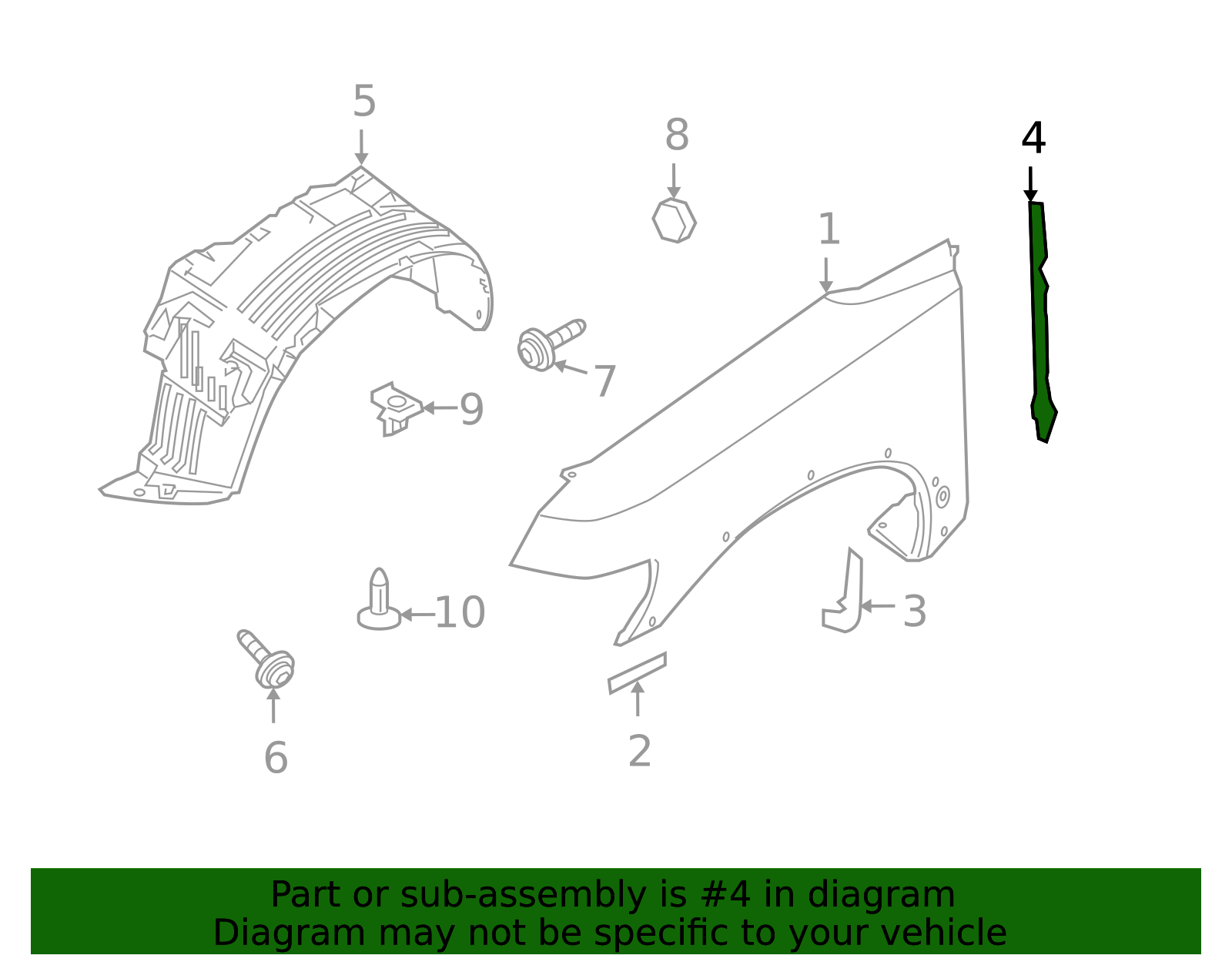 2004 Nissan Fender Seal 63820-7S000 | Parts for Nissans
