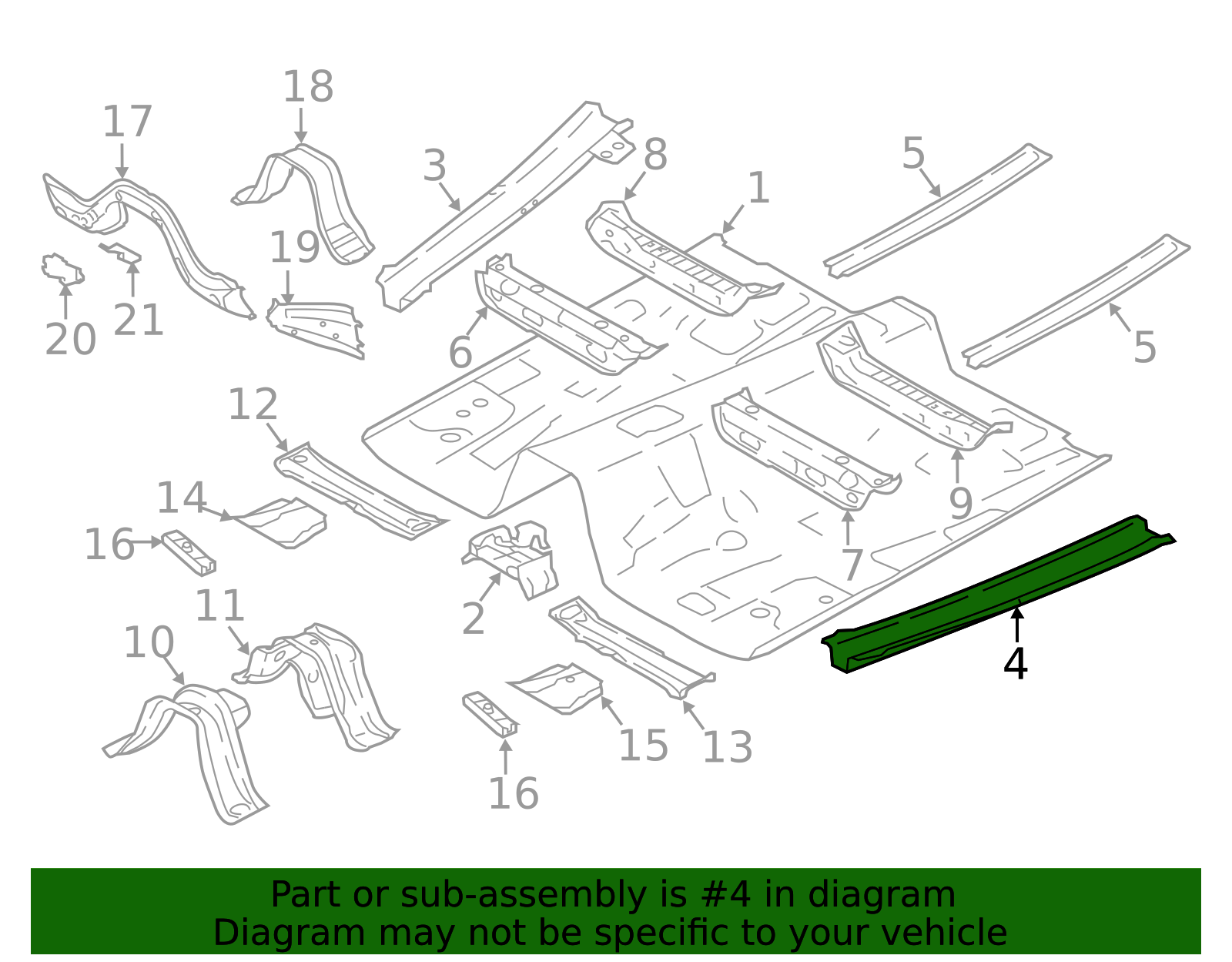 52150FL9109P - 2019-2023 Subaru Crosstrek - Front Rail | Subaru Parts HQ