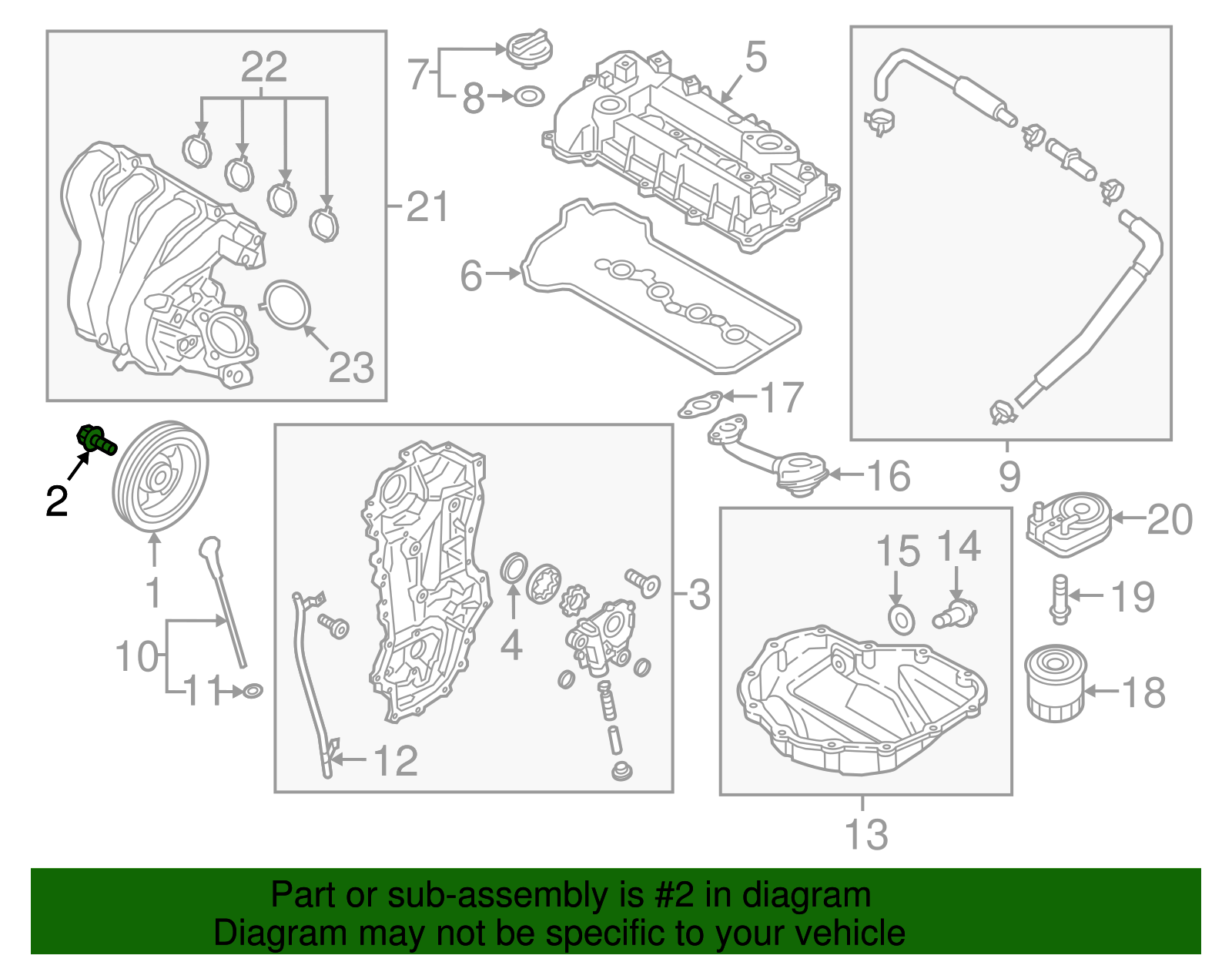 2017-2023 Hyundai Crankshaft Pulley Bolt 23127-04002 | OEM Parts Online