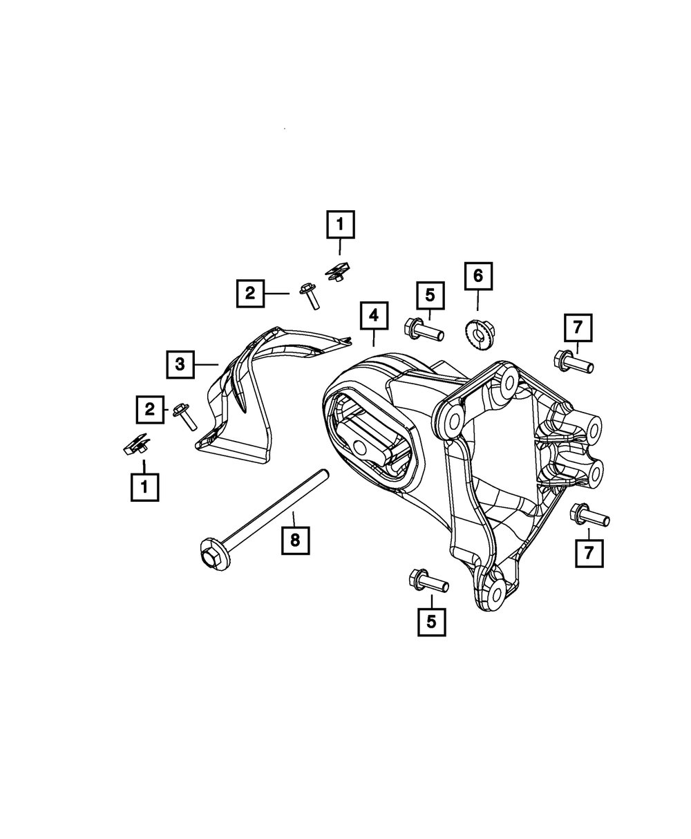 2018-2020 Jeep Wrangler Engine Mount Isolator, Left Side 68240765AB ...