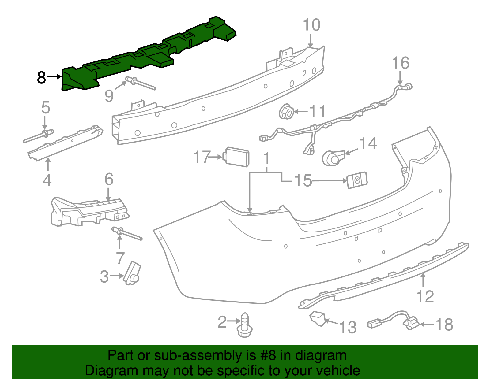 2012-2017 Buick Verano Rear Bumper Fascia Guide 22978783 | Shop Matick ...