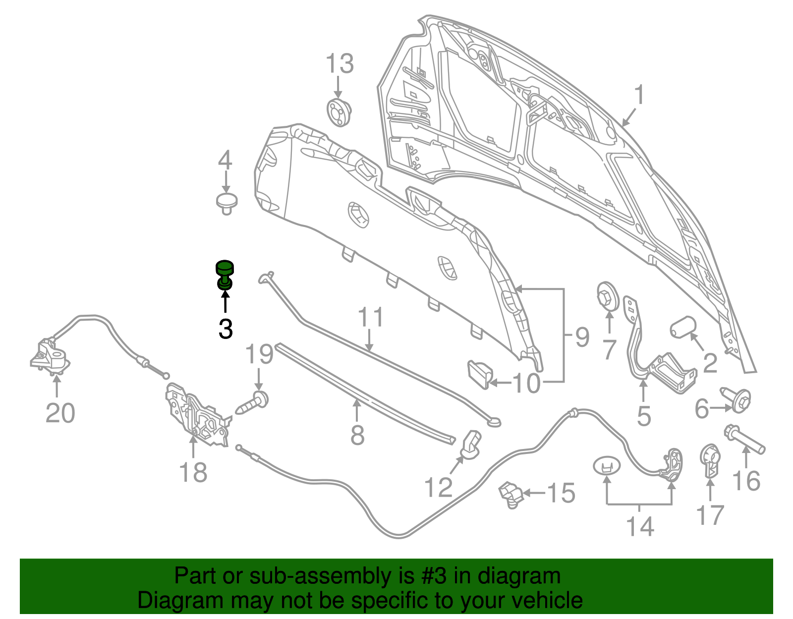 2012-2023 Ford | Hood Bumper | 8V4Z-16758-A | Walls' Ford Parts