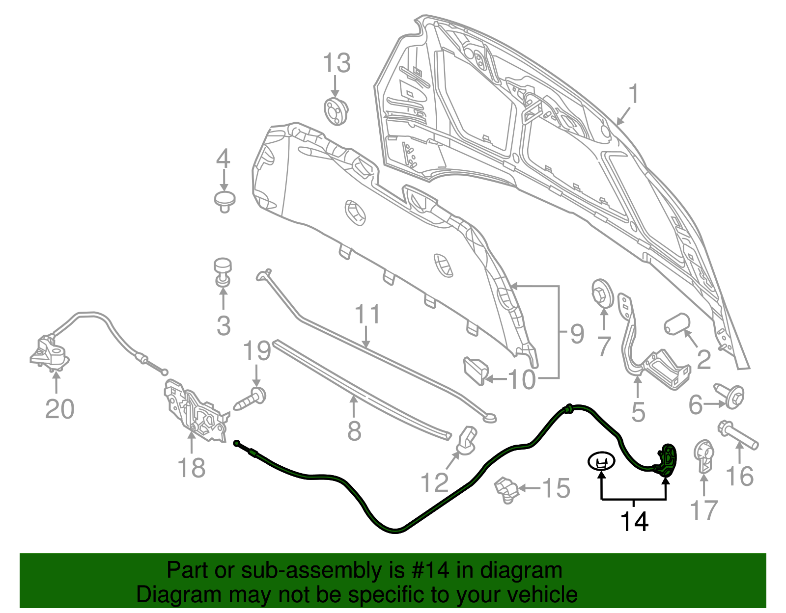 CV6Z-16916-A - Release Cable 2012-2018 Ford | Ford Parts Direct