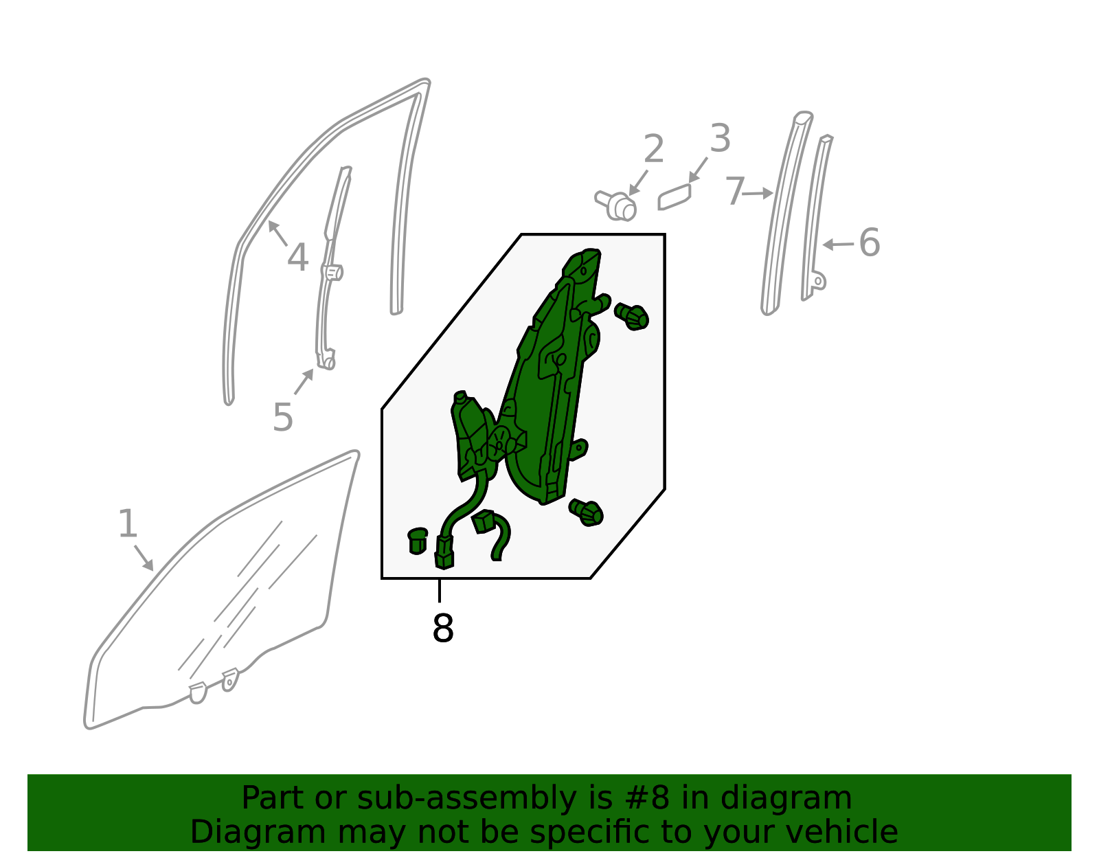 72210-S9V-A02 - Regulator Assembly R Front Door Power - 2003-2008 Honda ...