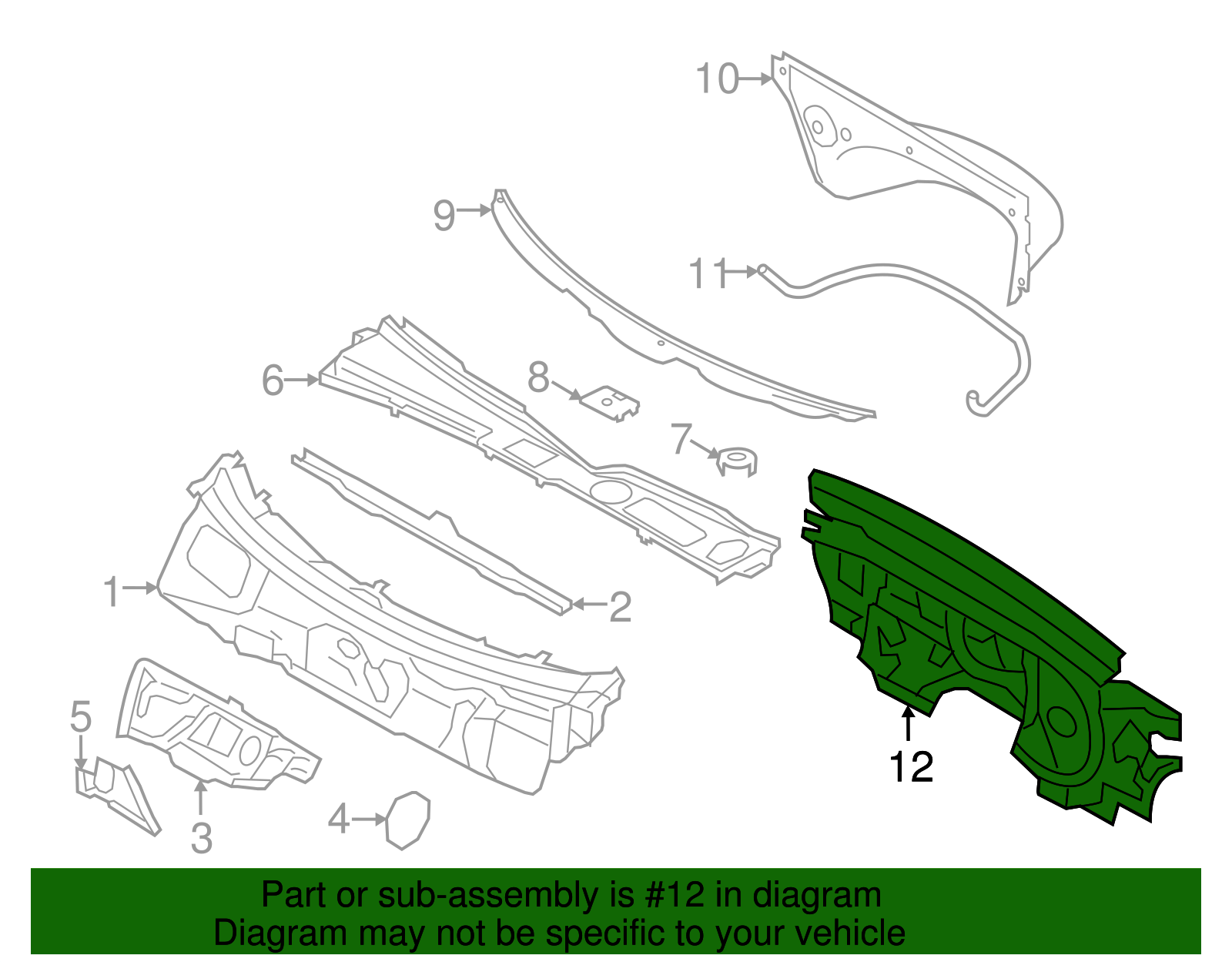 2008-2017 Audi Cowl Insulator 8K1-863-947-H | OEM Parts Online