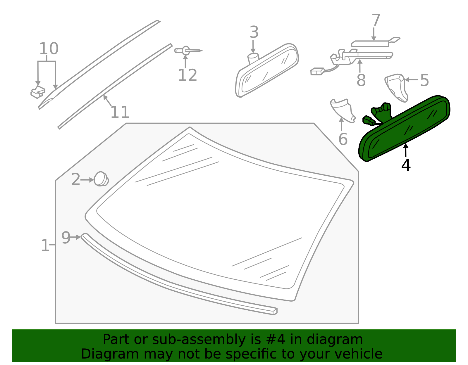 2008-2017 Volkswagen Interior Rear View Mirror 1K0-857-511-E-SMA ...