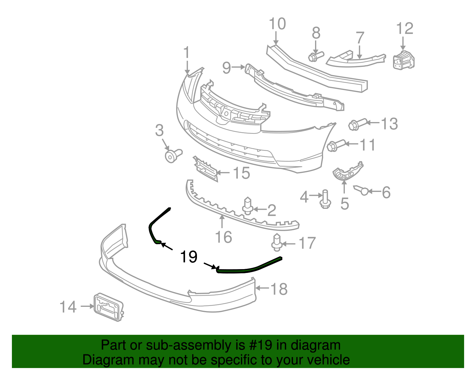 2006-2012 Honda OEM Honda Front/Rear Lip Spoiler Rubber Molding Strip ...