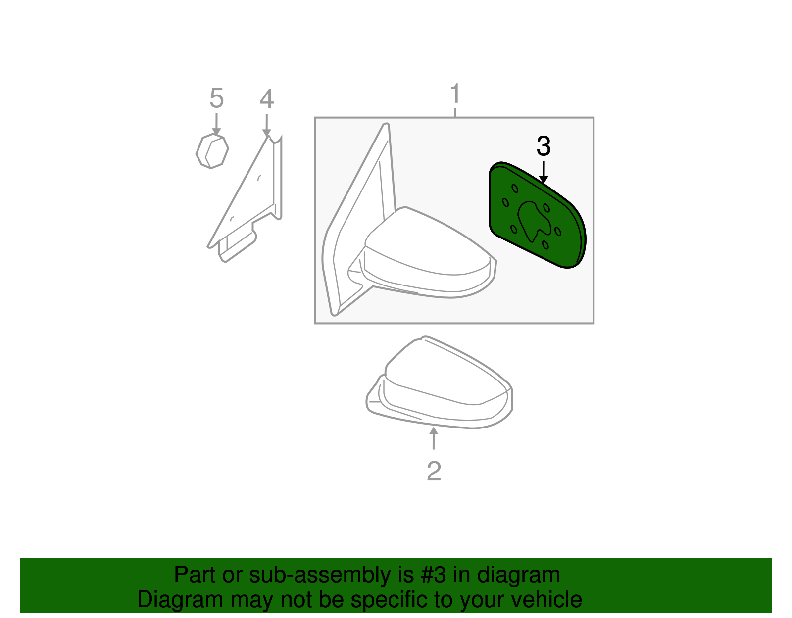 2007-2012 Nissan Sentra Mirror Glass 96302-ET04E | Bill Kay Nissan Parts