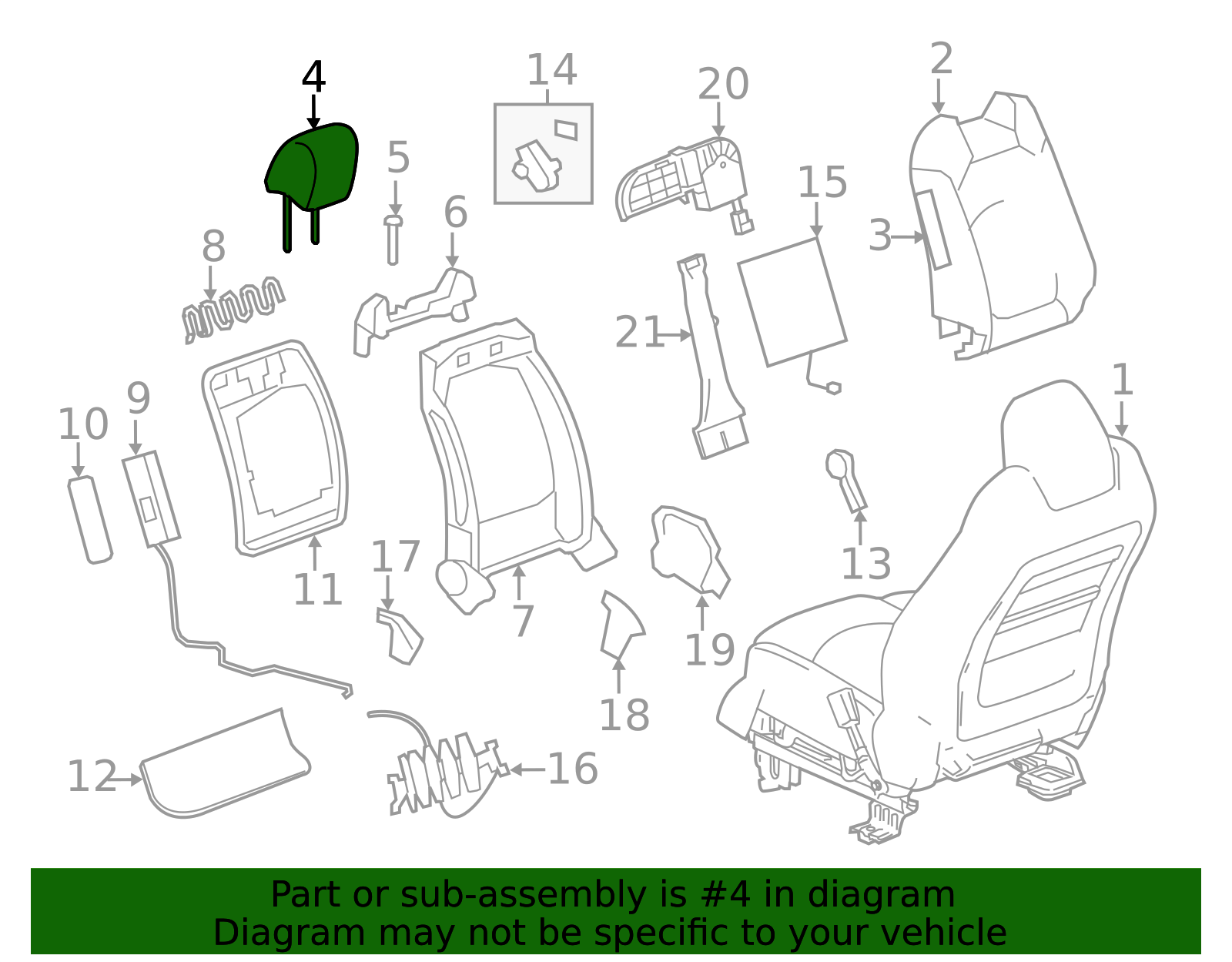 23433520 - High-Quality Dark Titanium Front Seat Head Restraint for ...