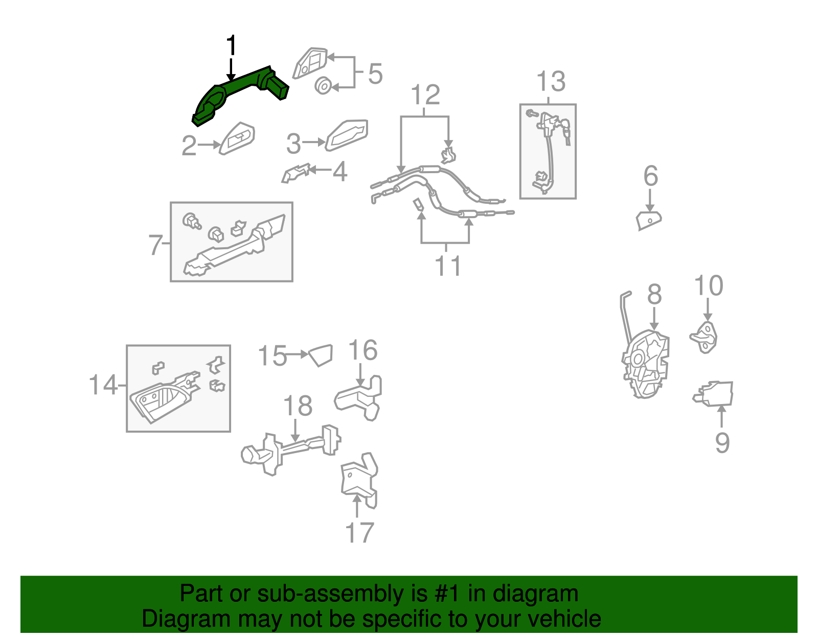 72141-TA5-A01ZC - 2008-2010 Honda Accord - Handle R *G530M* (Mystic ...