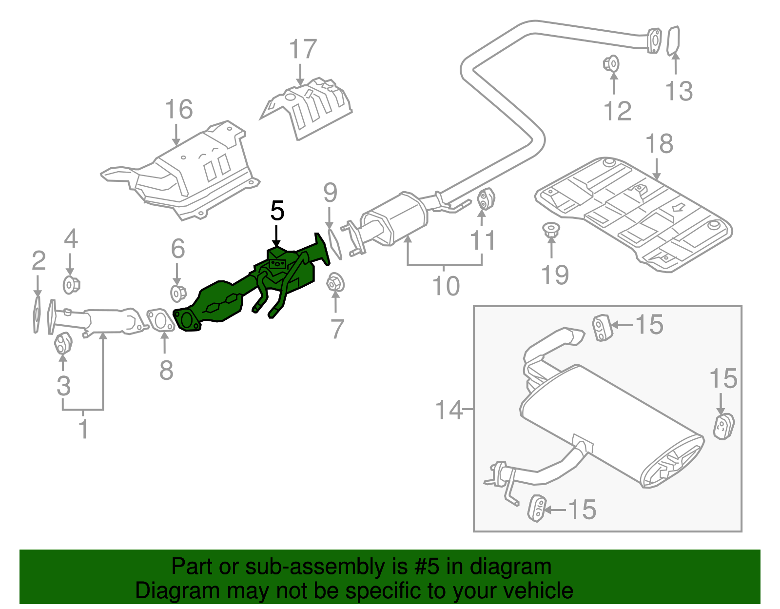 2017-2022 Kia Niro | Center Muffler | 28601-G5320 | Kia Auto Parts