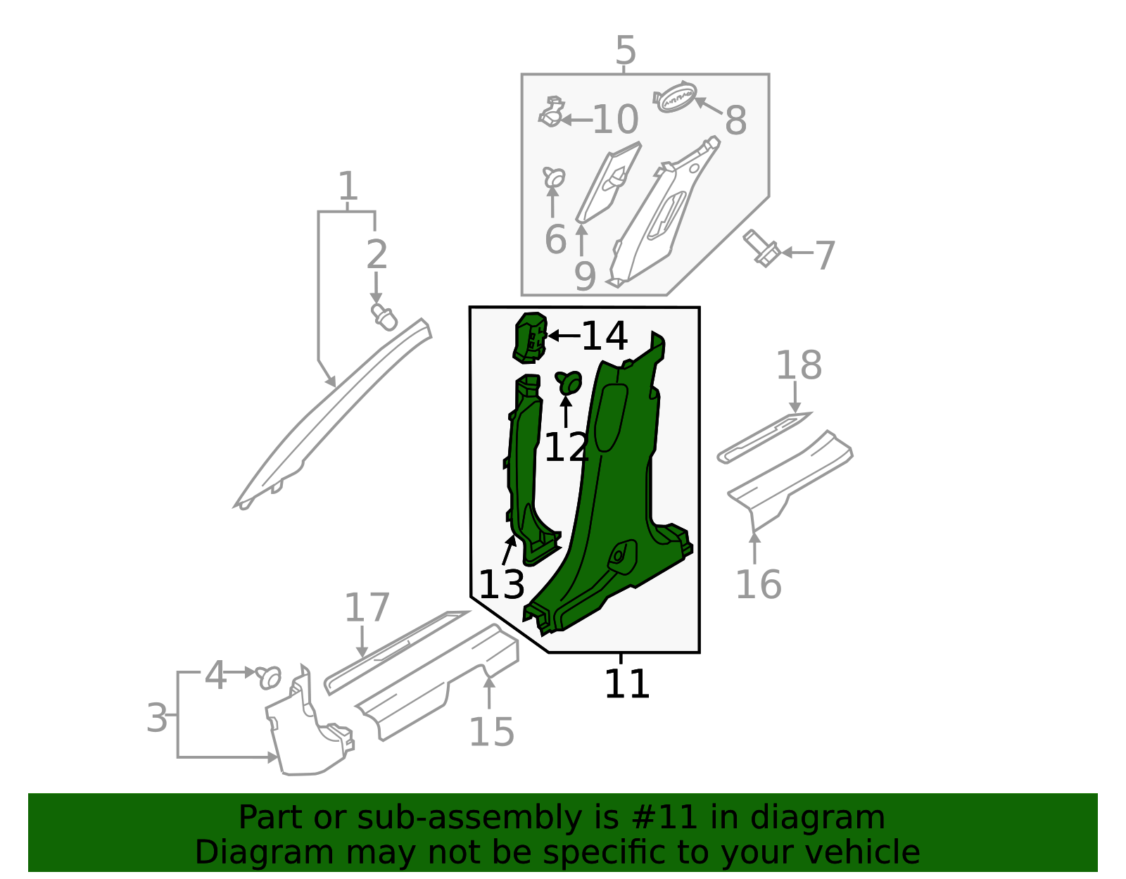 2013-2018 Hyundai Santa Fe Sport Lower Center Pillar Trim 85835-4Z000 ...
