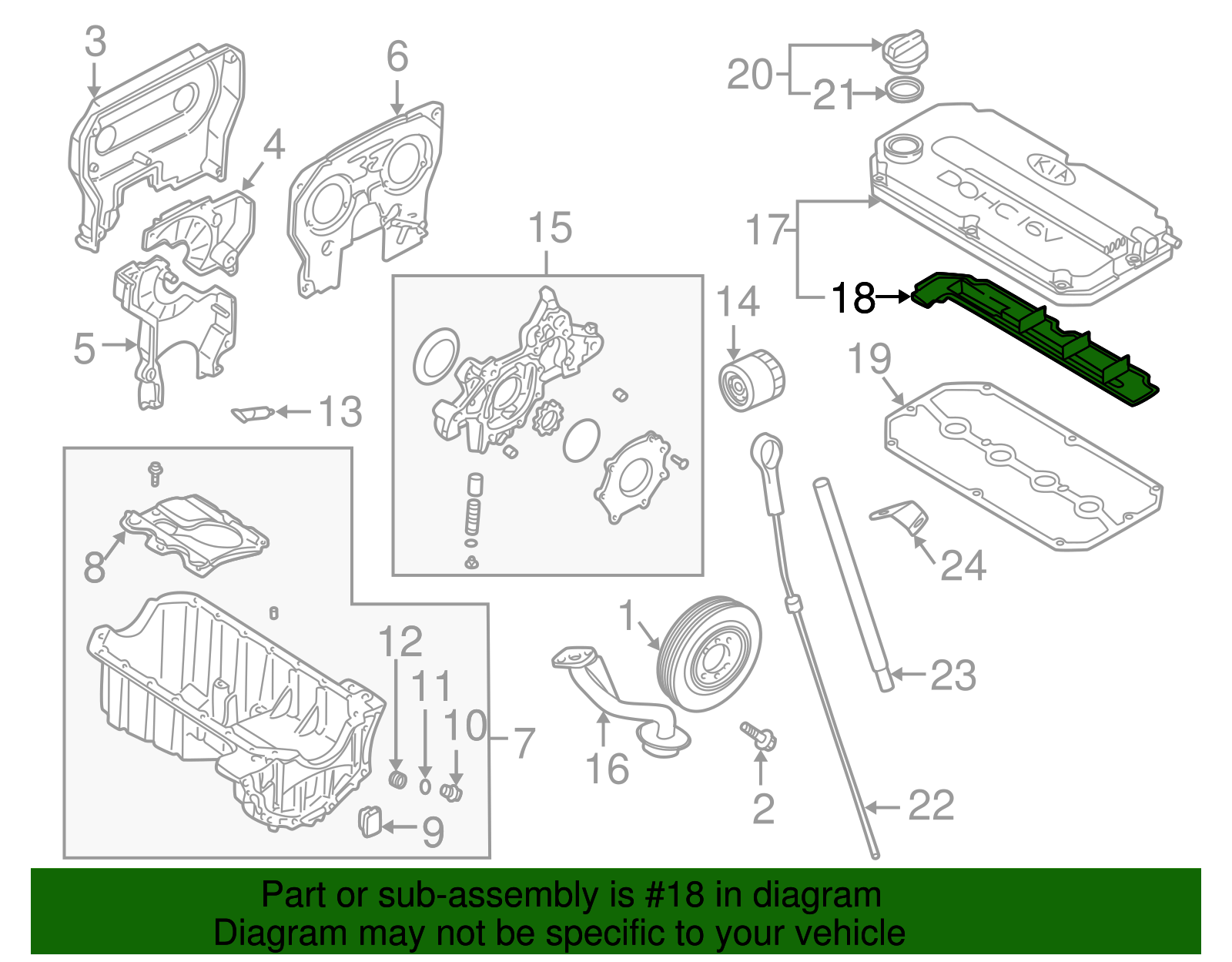 22402-2X500 - Valve Cover Baffle Plate 2001-2003 Kia Rio | Kia.Parts Store