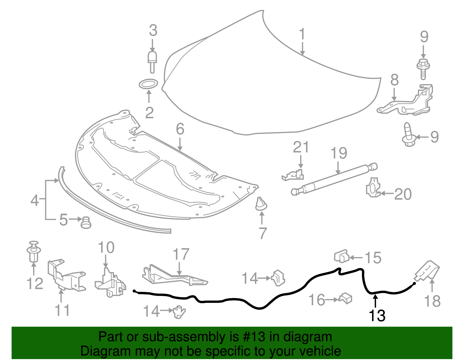 2016-2021 Lexus | Release Cable | 53630-09000-C0 | Express Lexus Parts