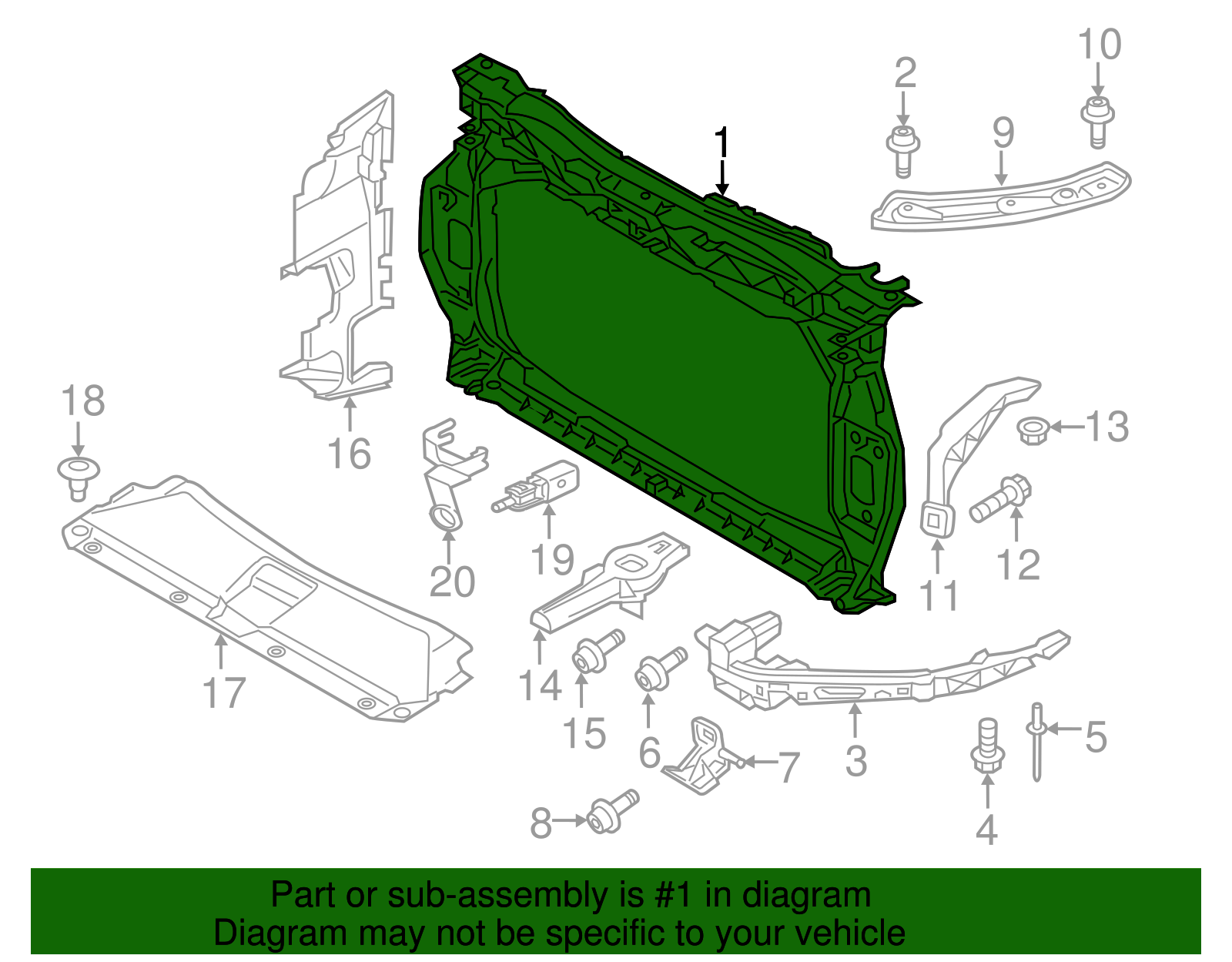 8U0-805-594-F - Radiator Support 2015-2018 Audi | Audi OEM Parts Guy