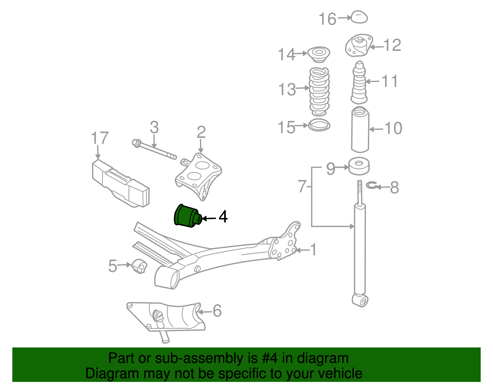 6R0-501-541-A - Axle Beam Rubber Mount - 1998-2010 Volkswagen | World ...