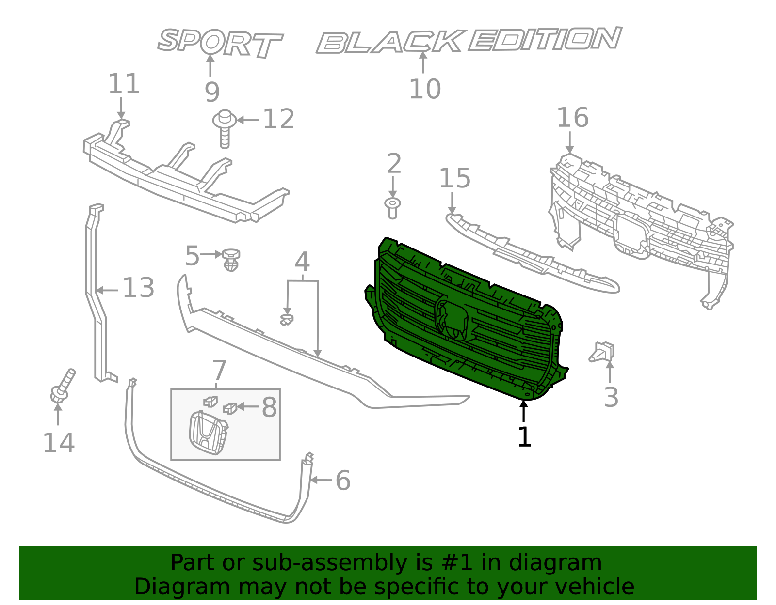 71121-T6Z-A60 - Grille 2021-2025 Honda | Honda Parts Online