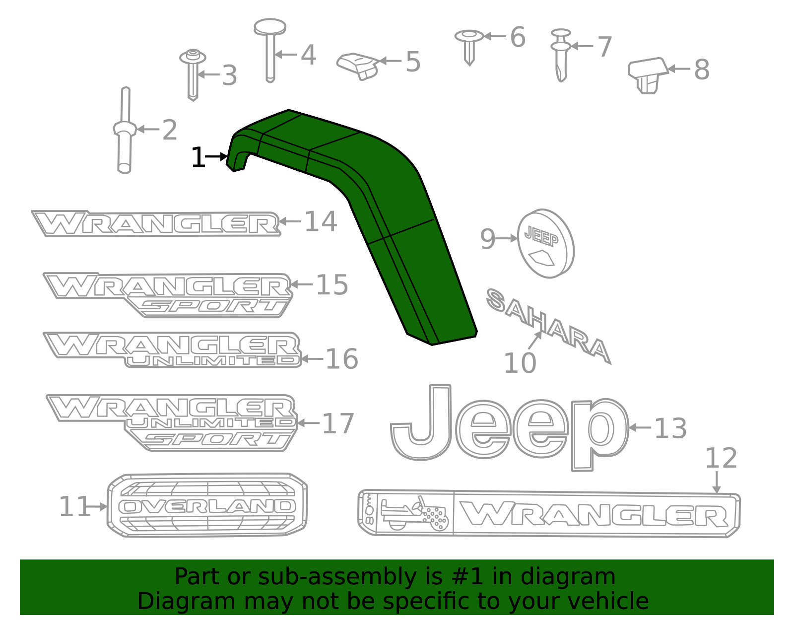 68585427AB - Molding 2018-2025 Jeep | Mopar Factory Parts Warehouse
