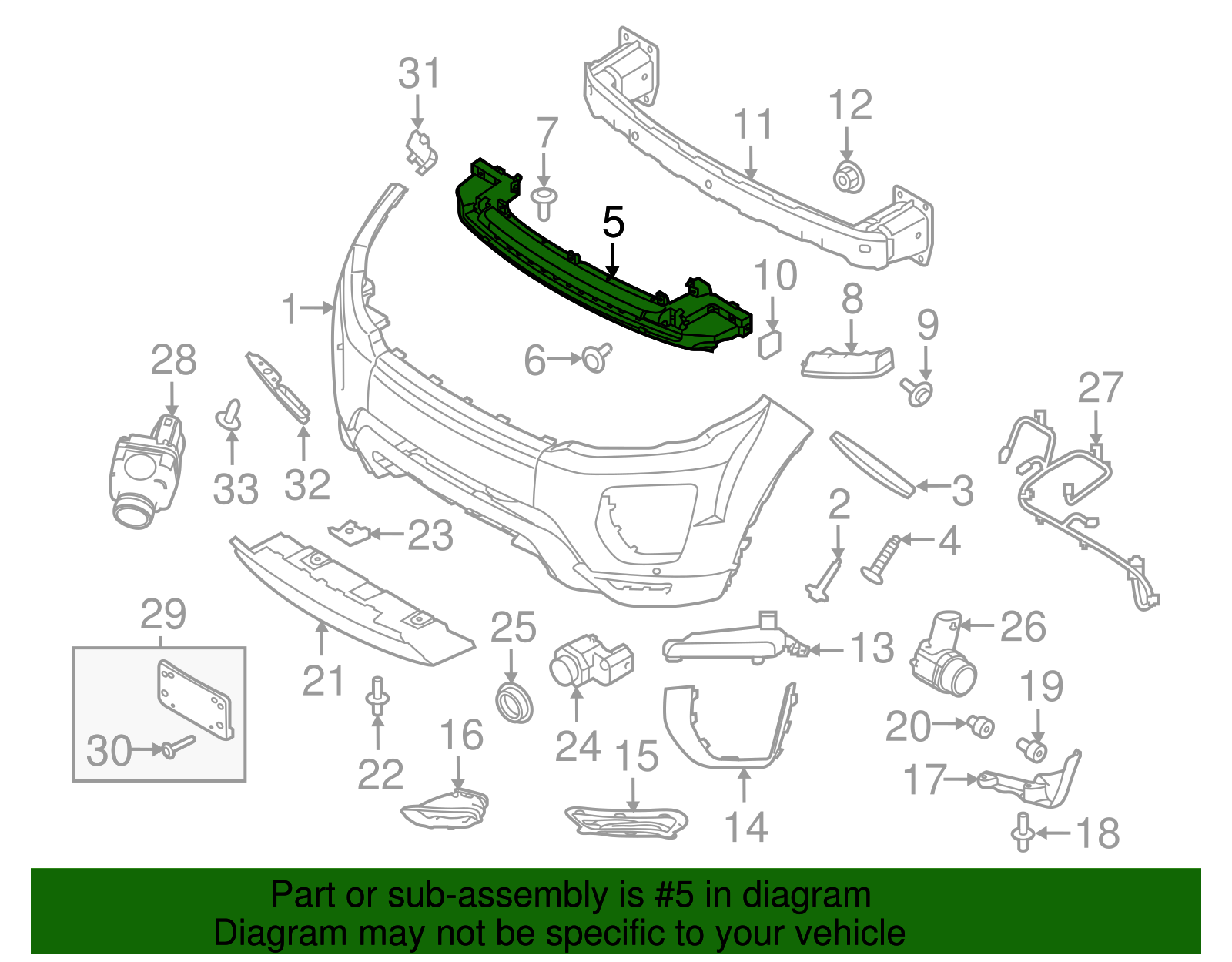 LR036195 - High-Quality Bumper Impact Absorber for 2013-2019 Land Rover ...