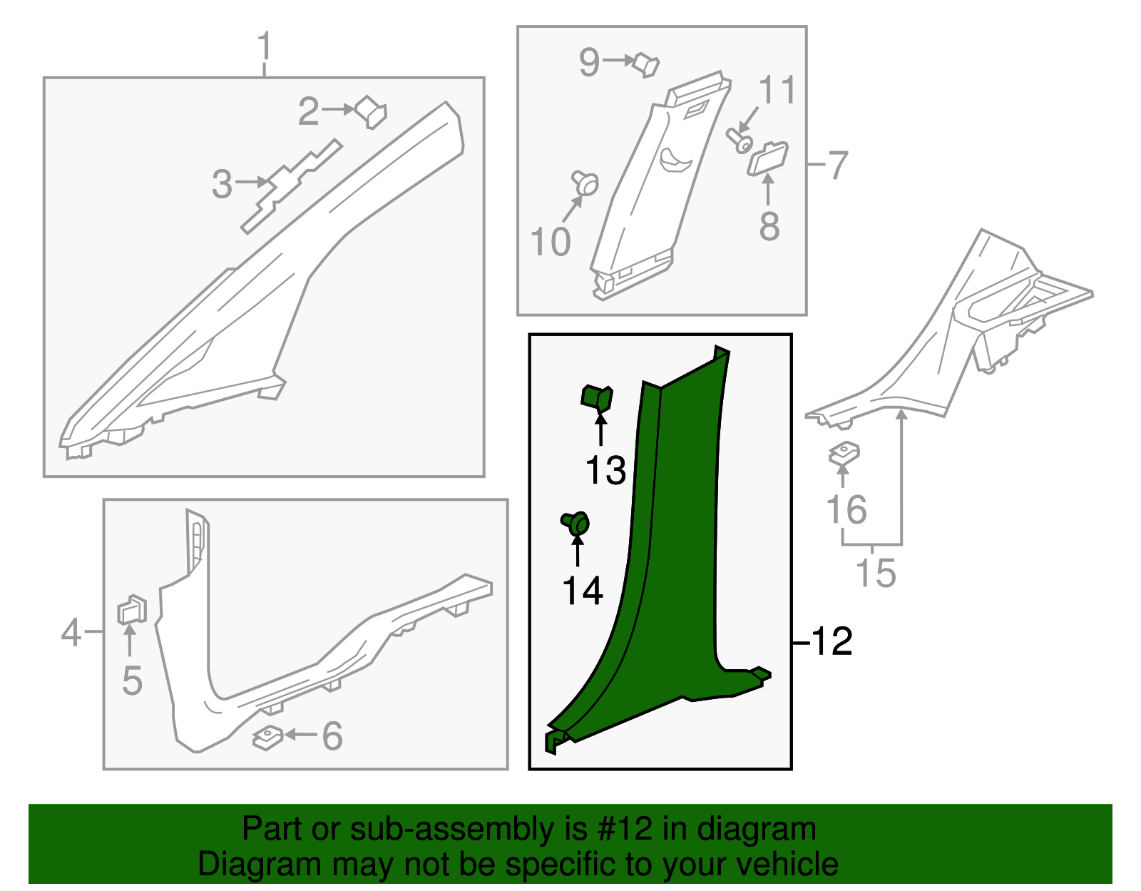 2017-2021 Chevrolet Bolt EV Lower Center Pillar Trim 42573356 | Capital ...