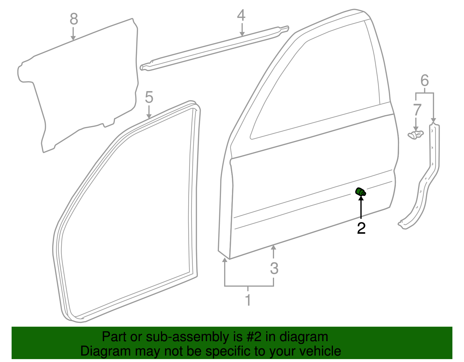 Genuine Toyota Door Shell Cushion part# 90541-09006 for 1996-2007 ...