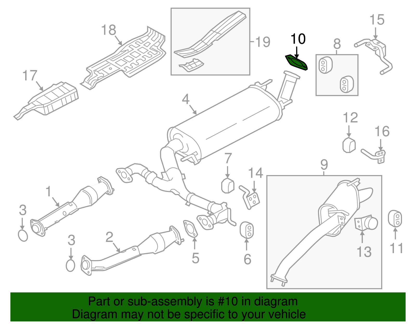 2069224U0A (2069224u0a) - 1998-2020 Infiniti Muffler W/Tailpipe Gasket ...