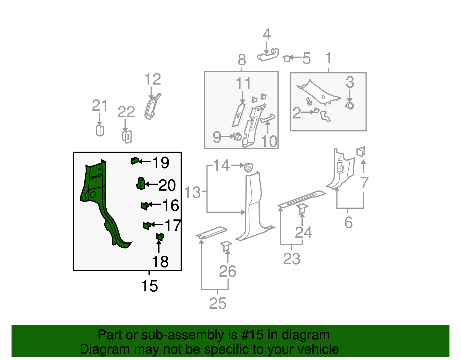 2007-2014 GM Lock Pillar Trim 22871330 | Courtesy Parts