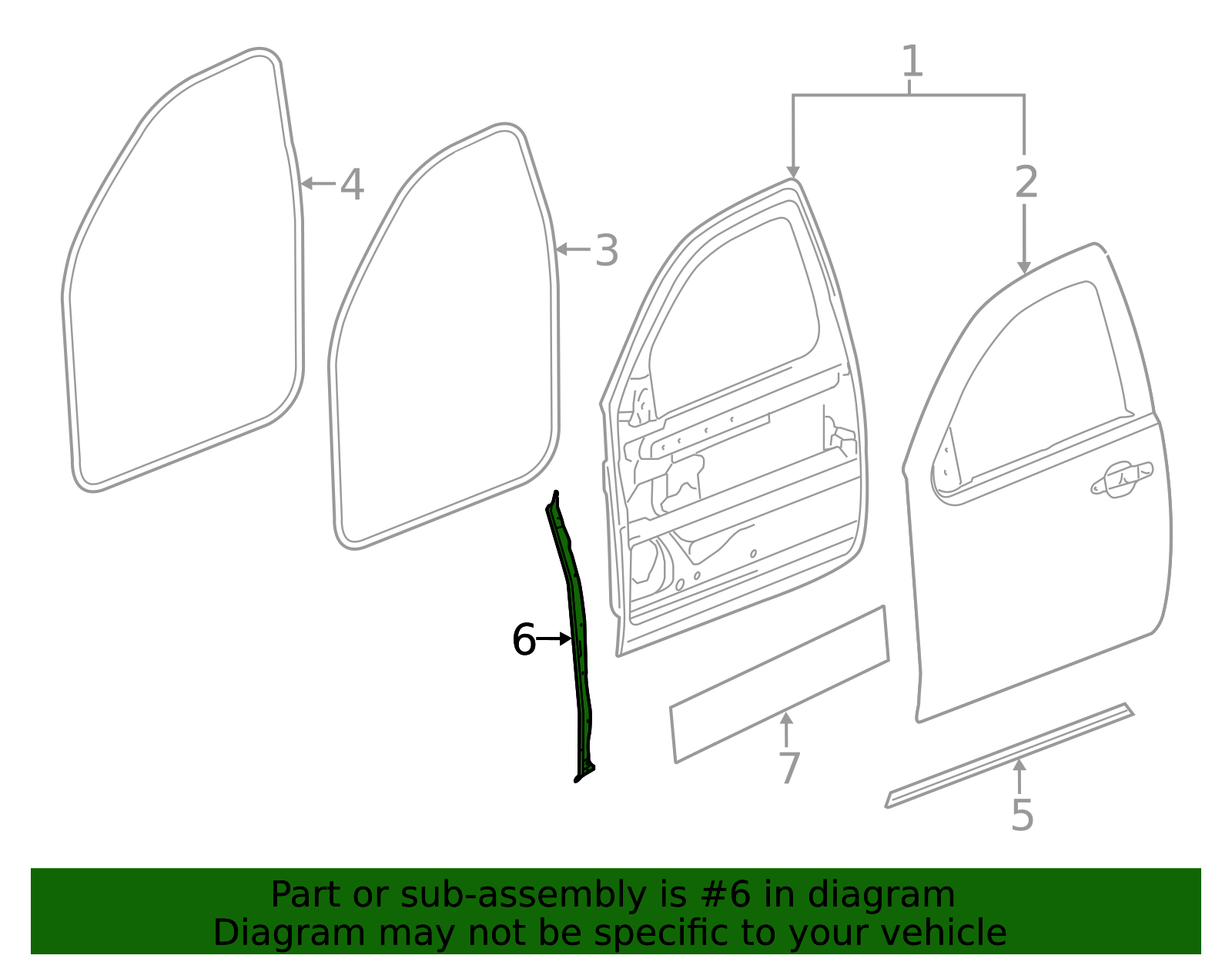 2014-2019 GM Front Passenger Side Door Front Auxiliary Weatherstrip ...