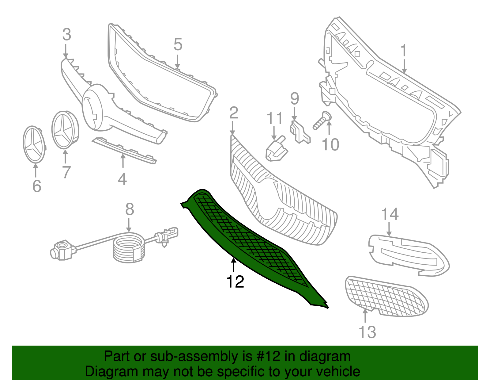 218-885-00-24 - Lower Grille 2015-2018 Mercedes-Benz | Mercedes-Benz ...