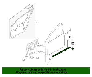 2008-2015 Nissan Lower Weather-Strip 80877-JM70B | Bill Kay Nissan Parts