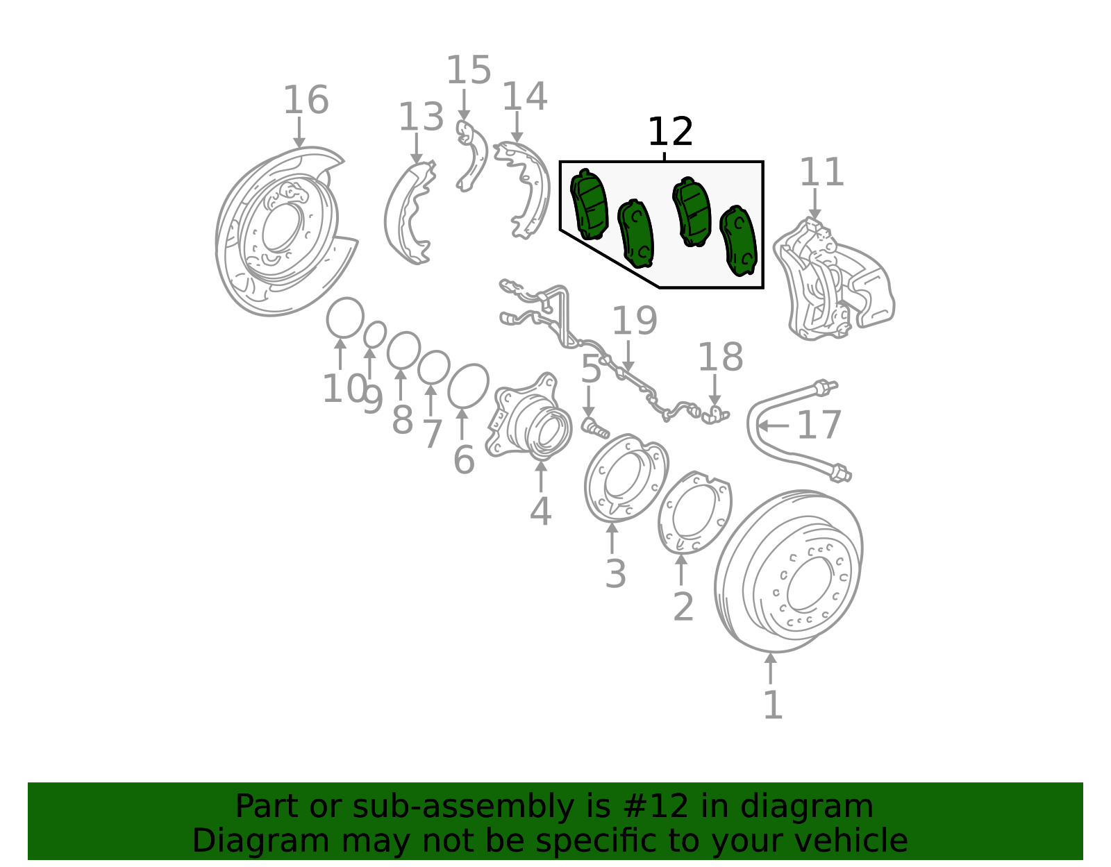 2003-2014 Toyota Rear Right & Left Brake Pad Set 4Runner FJ Cruiser ...