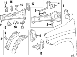2019-2025 Chevrolet Body Side Front Passenger Side Fender Upper Rear ...