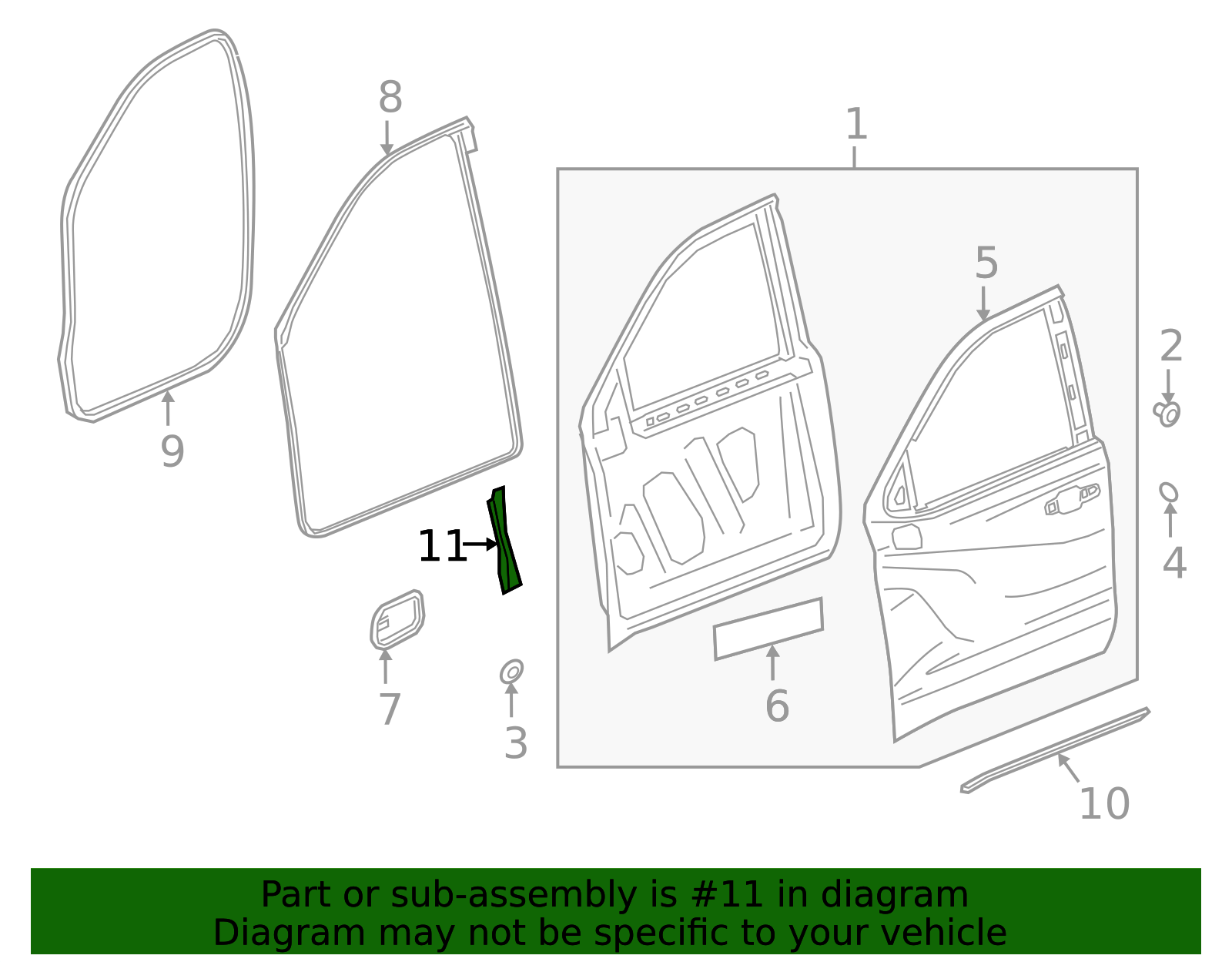 2019-2026 GMC Front Driver Side Door Front Auxiliary Weatherstrip ...
