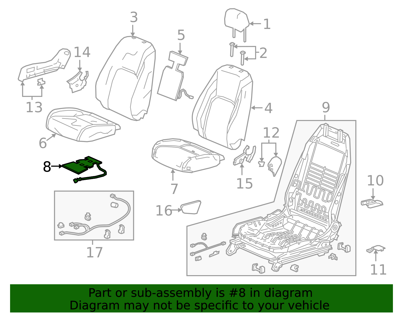 Honda Seat Heater Pad - OEM Heating Element - Part #81134-TRT-A01 ...