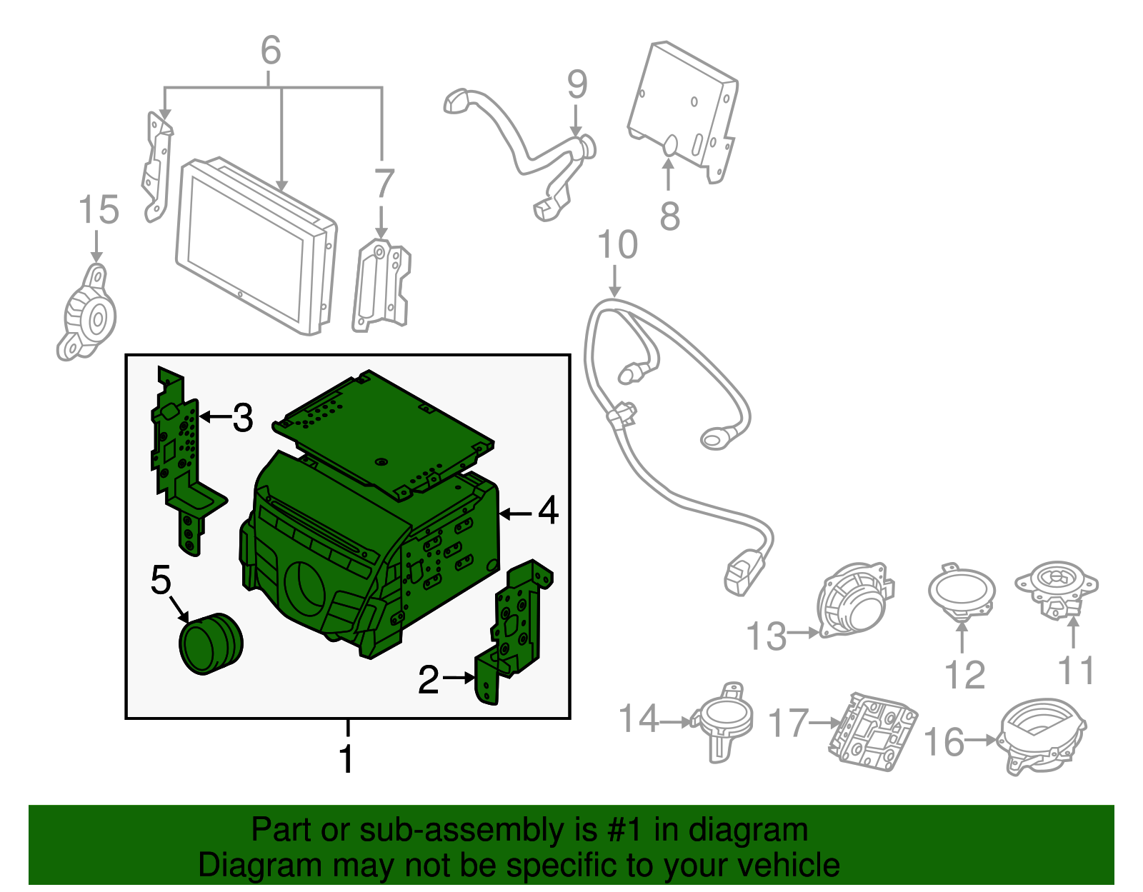 96560-3V532-VD4 - Head Unit Assembly Avn 2015-2017 Hyundai Azera ...