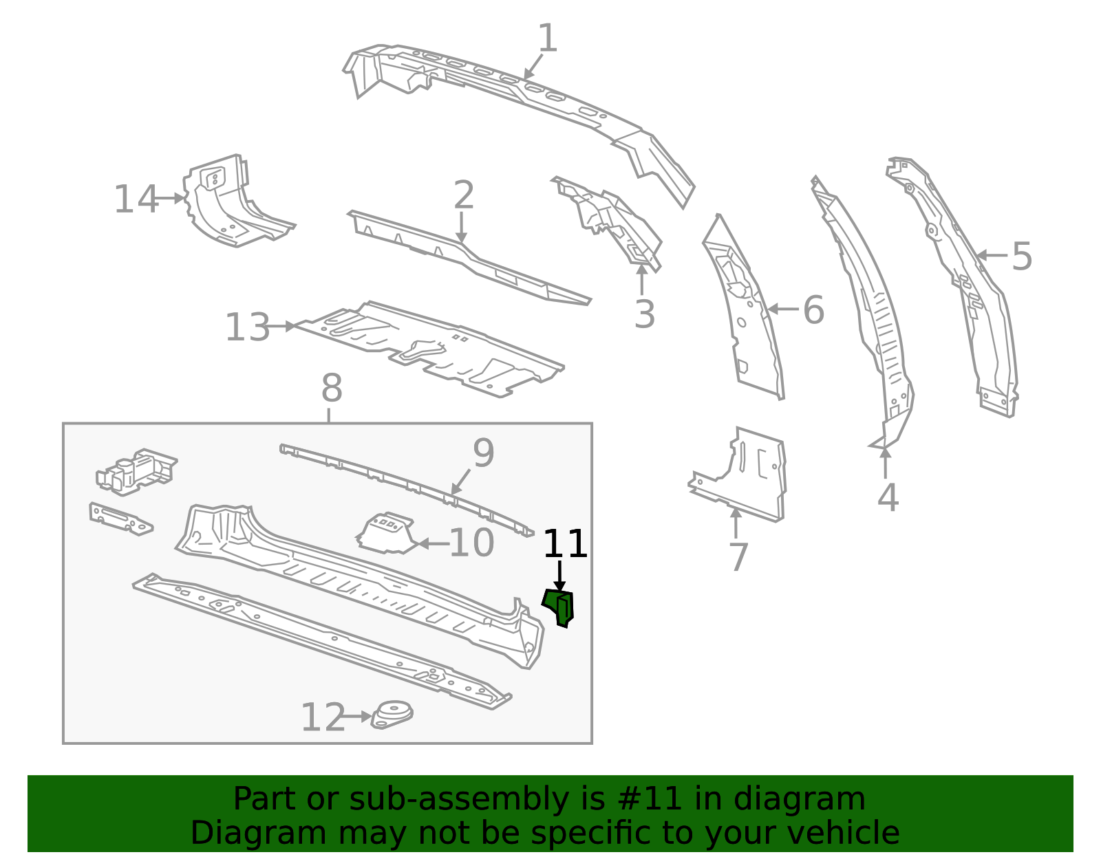 2015-2020 GM Driver Side Back Body Opening Frame Reinforcement 22786678 ...