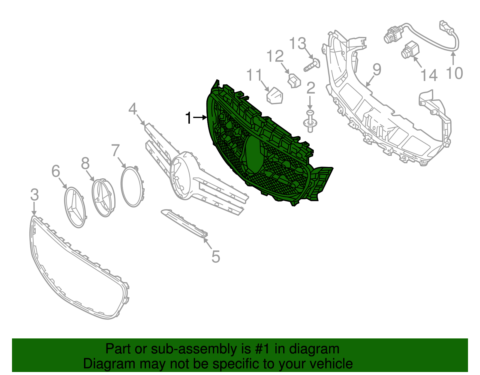 213-888-01-23-64 - Grille 2017-2020 Mercedes-Benz | Mercedes-Benz Premier Parts