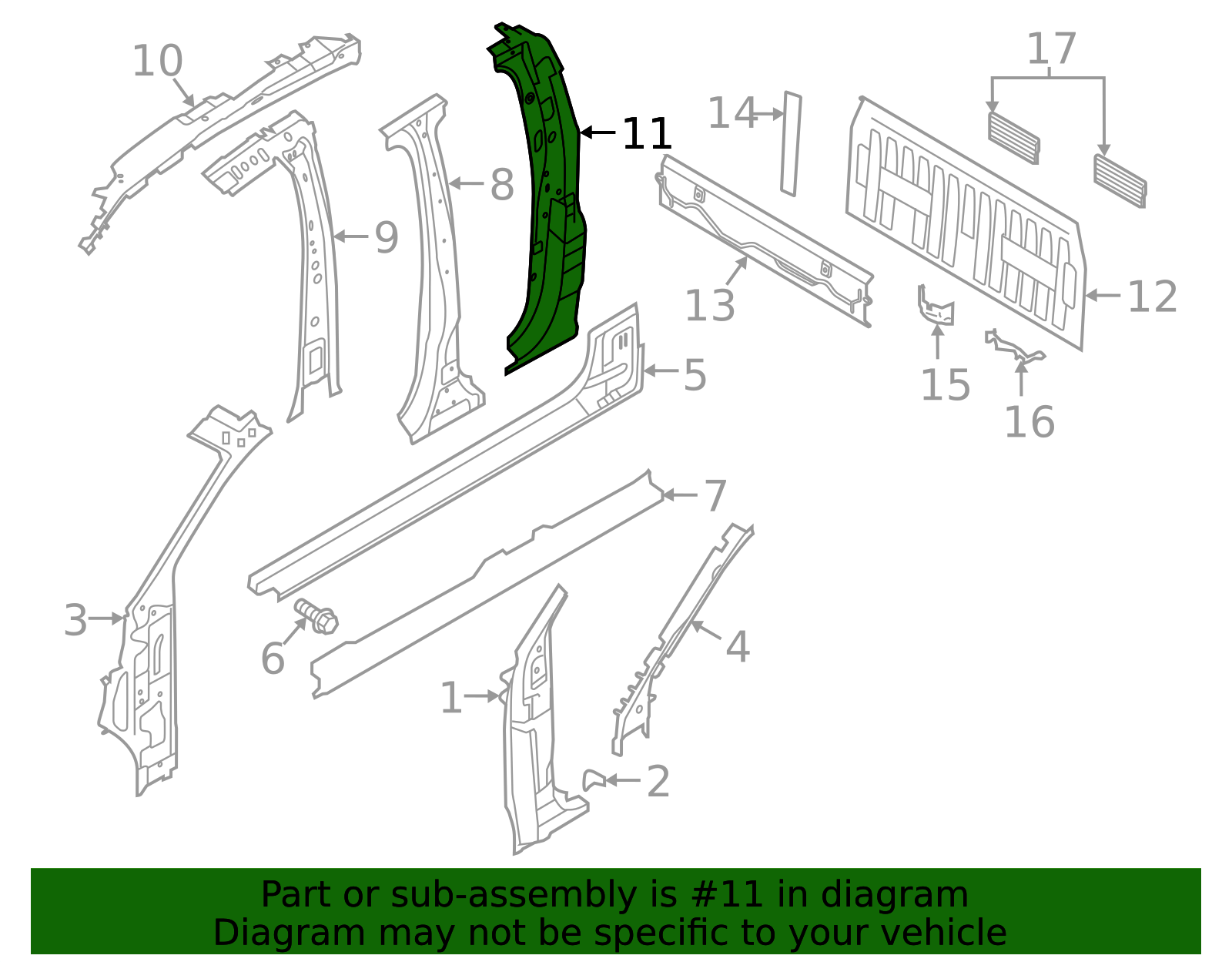 2019-2023 Ford Ranger | Rear Pillar | KB3Z-2641033-A | Walls' Ford Parts