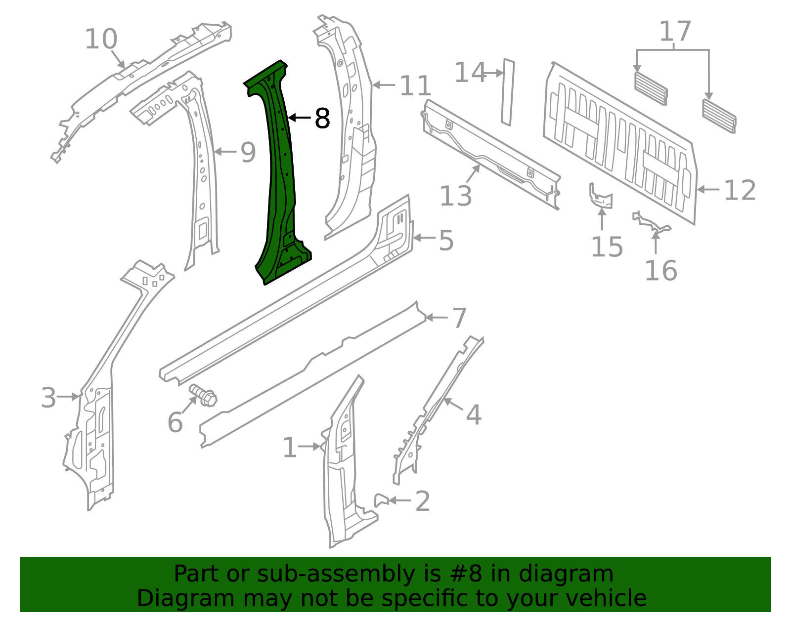 OEM Ford Inner Center Pillar For 2019-2023 Ford Ranger - Part No. KB3Z ...