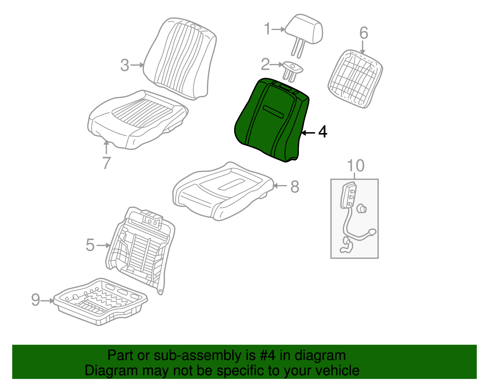 81127-S80-A61 - 2000-2002 Honda Accord - Pad R Front Seat-Back (Ts Tech ...