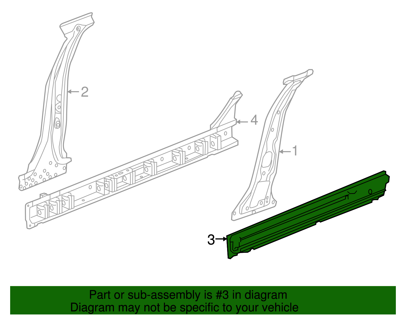 2016-2025 Chevrolet Malibu Driver Side Inner Rocker Panel with ...