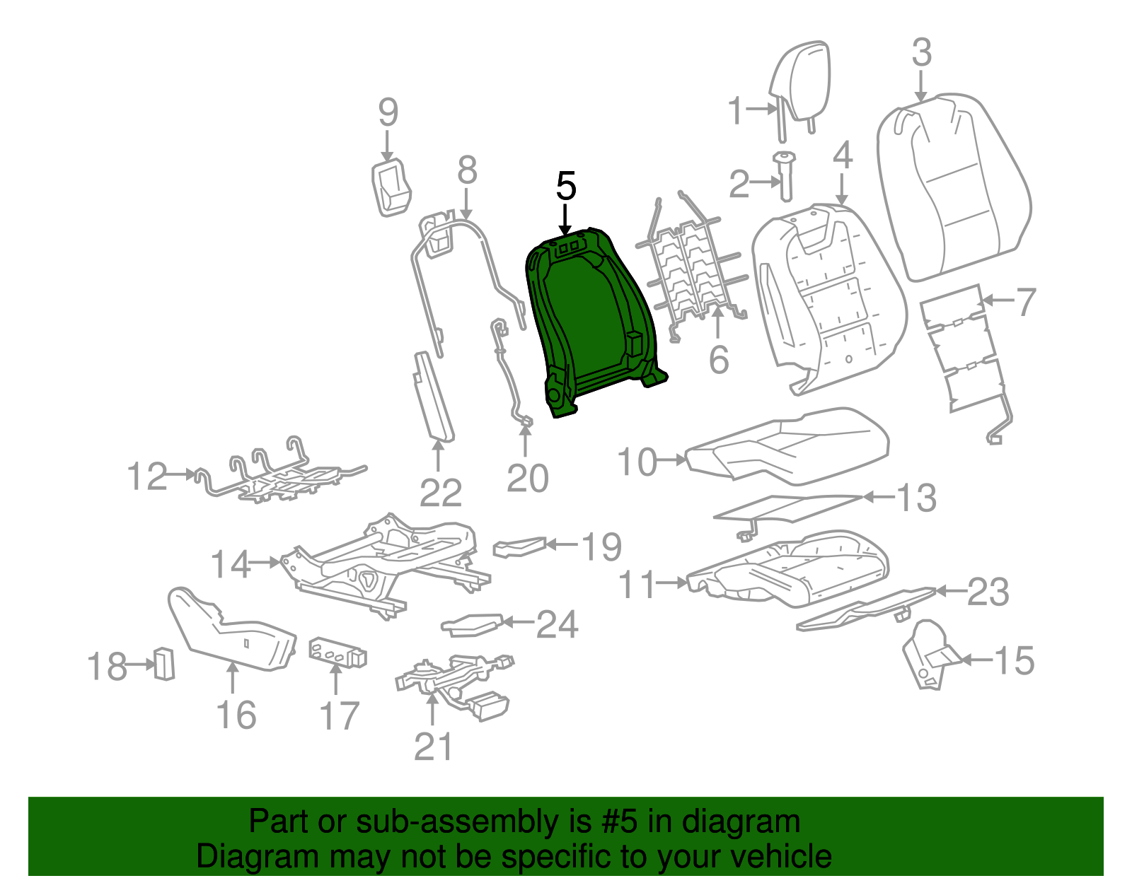 2010-2015 Chevrolet Camaro Front Seat Back Frame 13598492 | Shop Matick ...