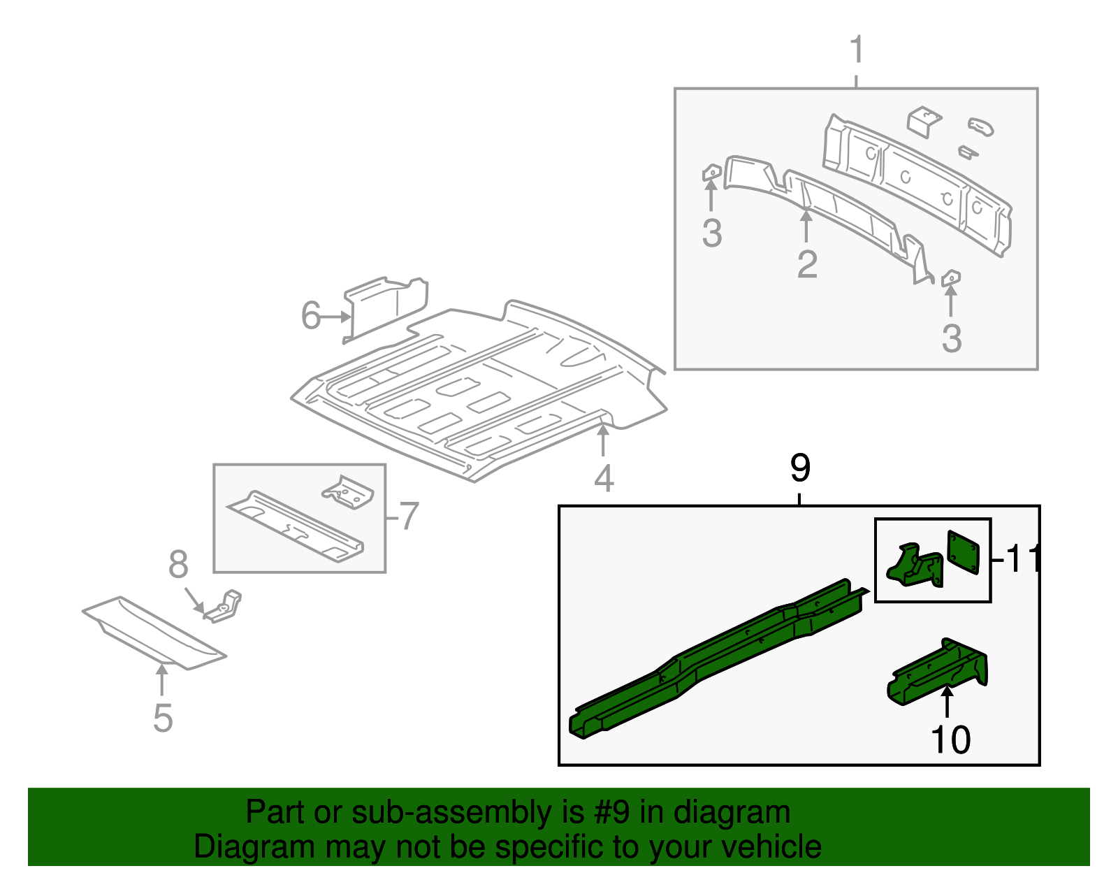 15192504 - 1997-2008 GM - Rear Underbody Rail Assembly with ...