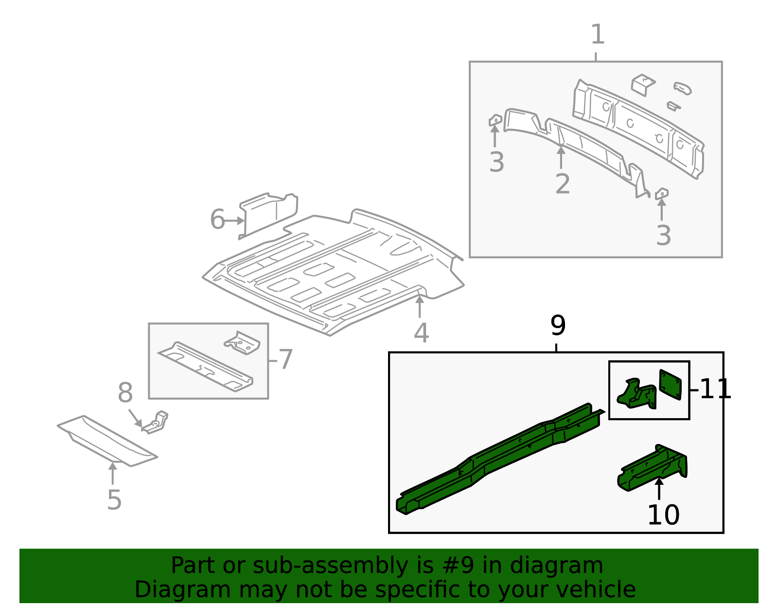 1997-2008 GM Rear Underbody Rail Assembly with Reinforcements, Bracket ...