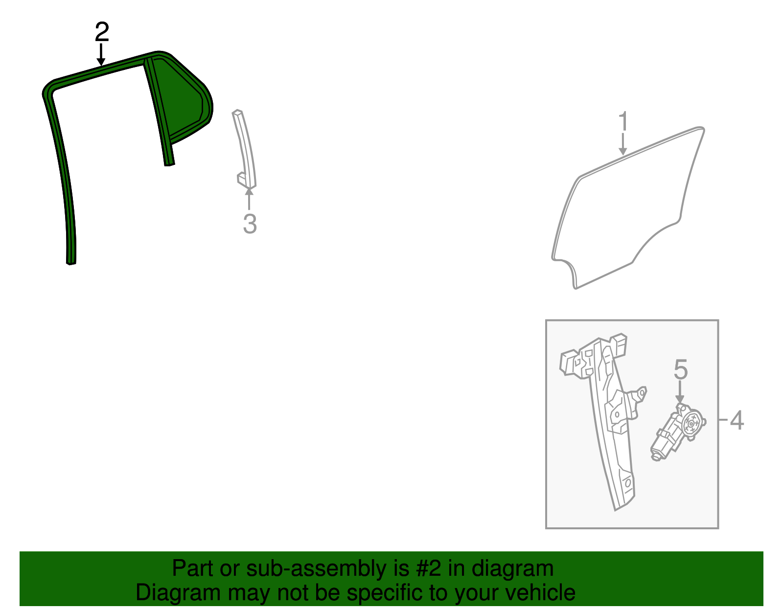 2015-2022 Chevrolet Trax Rear Side Door Window Weatherstrip 95375251 ...